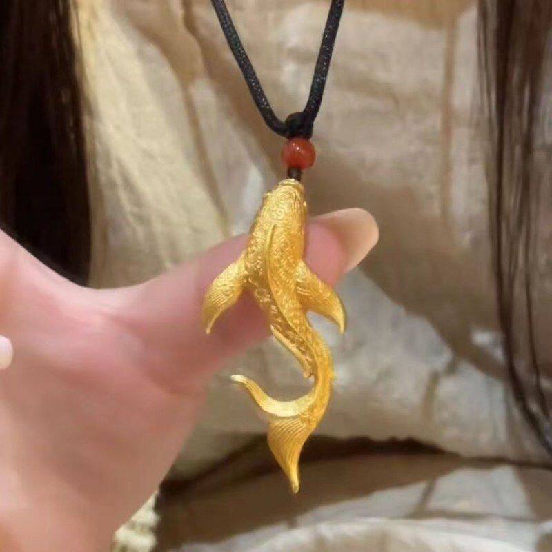 热卖款金色大鱼海棠项链中国风大锦鲤复古新中式吊坠