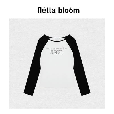 【现货】fletta bloom韩国潮牌ason撞色插肩拼色微透防晒长袖T恤