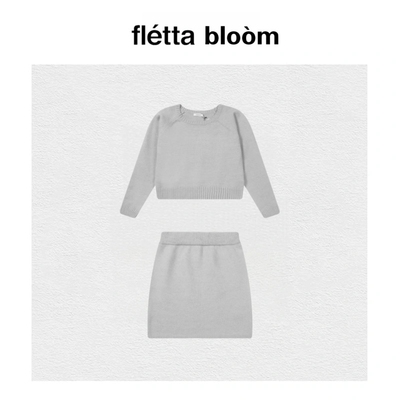 【现货】fletta bloom韩国Slowand圆领针织衫上衣短裙套装毛衣