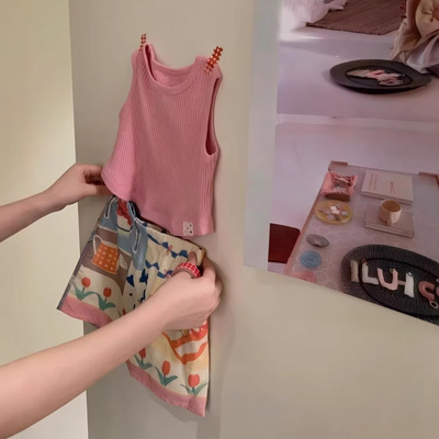 夏季新款童装 韩版童装女童套装 背心 花朵半身裙外贸