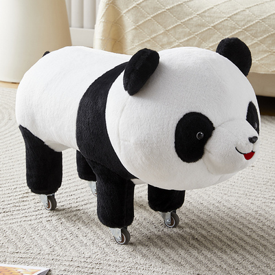 熊猫溜溜凳儿童静音坐凳飞天猪公仔家庭毛绒玩具板凳矮凳娃娃座椅