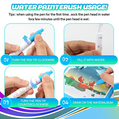 1 Set Water Painting Book Reusable Montessori Coloring Book