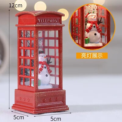 Christmas Desktop Decorations luminated Telephone Booths Ch
