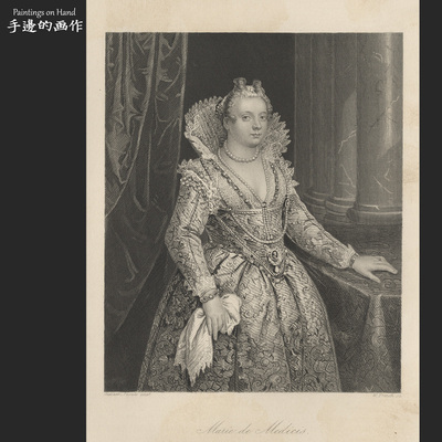 欧洲19世纪原版雕刻版画艺术老物件/PAYNE'S UNIVERSUM/玛丽一世