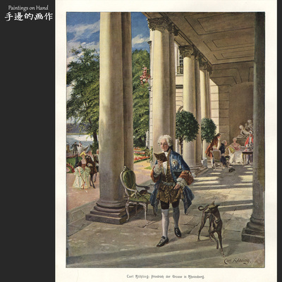 德国版画古董胶印人物建筑