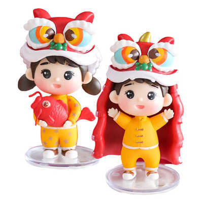 中式国潮舞狮娃娃醒狮男孩女孩