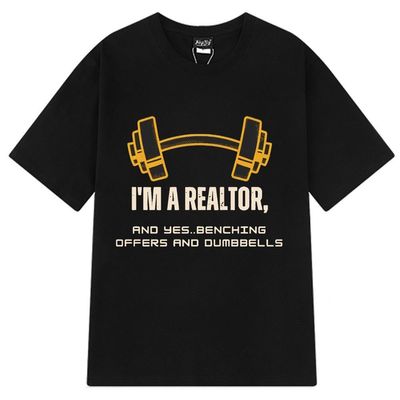 Funny Realtor Gym Humor夏季休闲时尚趣味健身字母休闲时尚T恤男