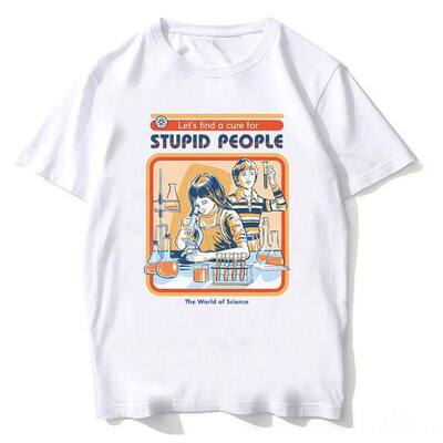 A Cure for Stupid People 欧美创意恶搞化学实验图案短袖T恤男女