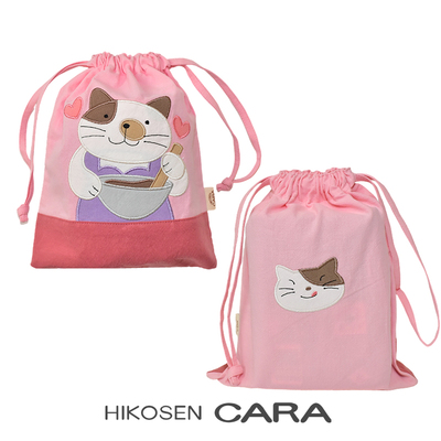 HIKOSEN CARA卡拉猫纯棉原创米开猫咪束口袋设计师撞色抽绳收纳包