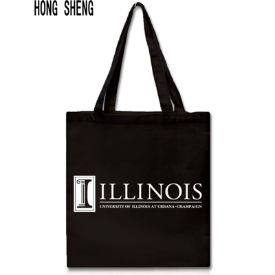 伊利诺伊大学帆布袋Illinois单肩手提帆布包纪念环保字母印花布袋