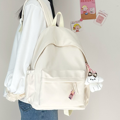 日书包女大生学生韩版in系s纯色简约高中初中双肩包女校少PIZ园背