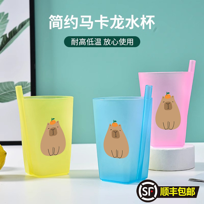 宝宝儿童喝水杯吸管杯塑料婴儿喝奶杯子直饮成人防呛饮耐高温家用