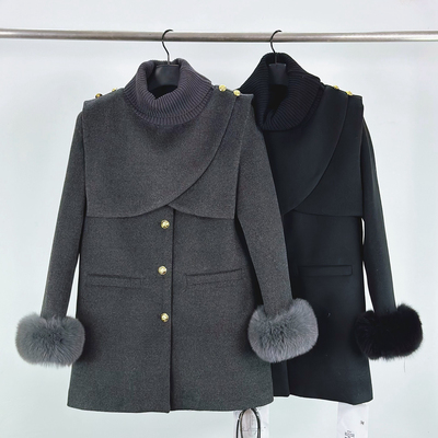 柏多伊俪中长款韩版羽绒毛呢外套