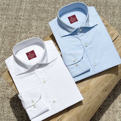 CM那不勒斯皇后经典浅蓝/本白200支棉通勤衬衫系列
