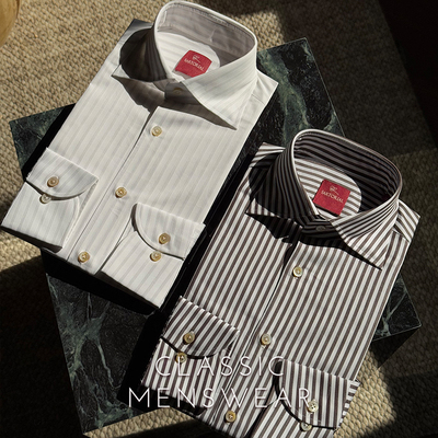 CM那不勒斯皇后Albini/Monti 意产全棉条纹三步手工衬衫系列29/34