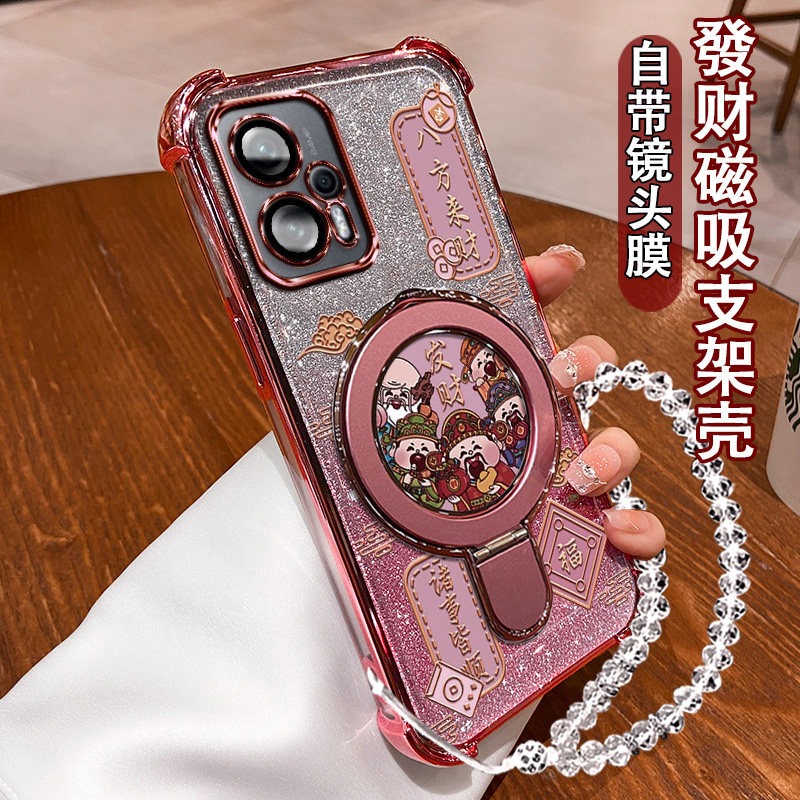 适用红米note12Turbo网红手机壳五福财神RedmiNOTE11Tpro八方来财noto11Tpro+气囊软壳n0te12turbo保护套潮款