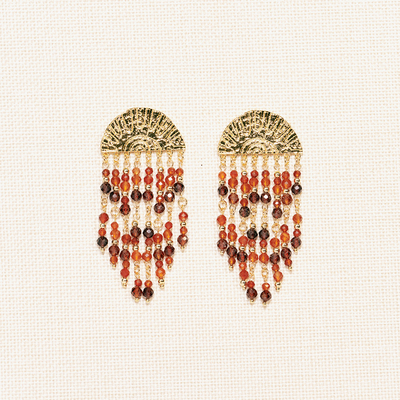 A Ray of Sunlight 「CNY」节日系列红炽光玛瑙流苏耳环好运新年