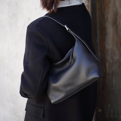 轻复古极简休闲通勤真皮HOBO包