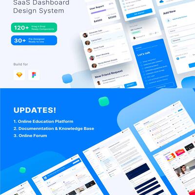 30页响应式设计高级SaaS仪表板设计系统sketch,fig源文件