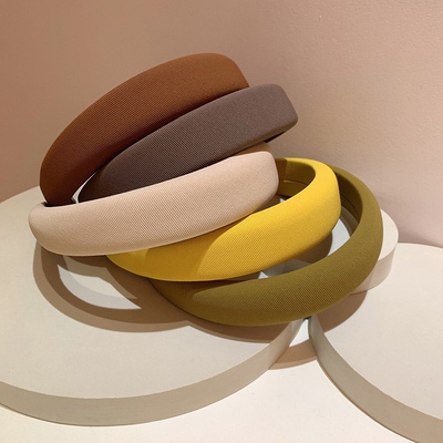 韩国东大门头饰复古气质高级感秋色系海绵高颅顶洗脸外出纯色发箍