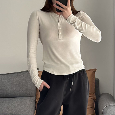 现货打底衫 Ho Ti紧身长袖亨利衫今年流行体恤