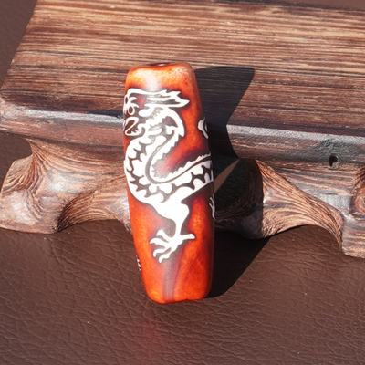 方言藏传复古做旧红皮老天珠配饰