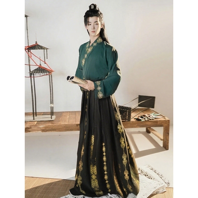 2026原创汉服男新款宋制交领刺绣烫金古装襦裙国风帅气酷日常套装