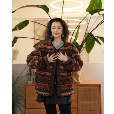 复古百搭保暖外套女宽松上衣