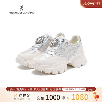 诺贝达闪钻幻彩老爹鞋新款增高运动休闲鞋厚底透气女鞋RCL256007