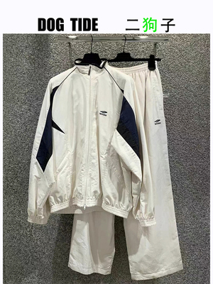 秋季尼龙面料拼接风衣套装