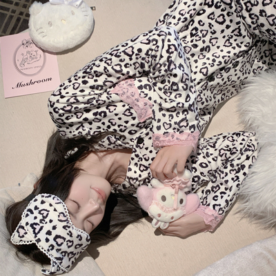 冬日性感成熟气质海岛绒开衫睡衣