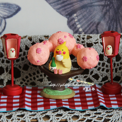 日式风樱花文鸟灯笼红格手办摆件