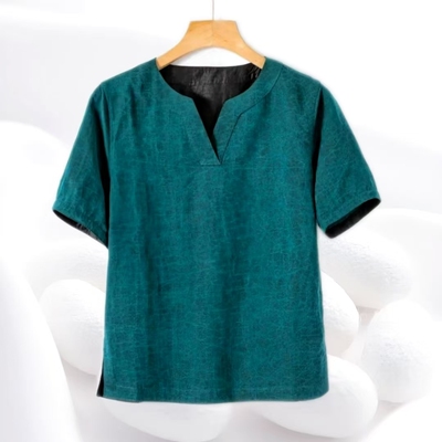 上衣短袖香云纱彩龟桑蚕丝