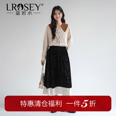 蓝若水灯芯绒衬衫翻领显瘦上衣