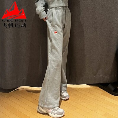 耐克女裤2025春情人节纯棉针织阔腿裤宽松运动休闲长裤HV8729-063