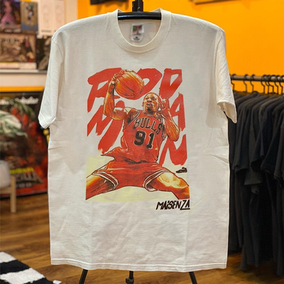 Dennis Rodman篮球半袖潮流风vintage古着波普艺术潮牌短袖T恤