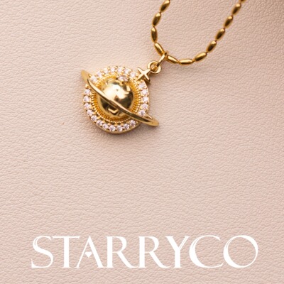 STARRYCO精致轻奢气质设计感小星球金色项链高级感配裙子