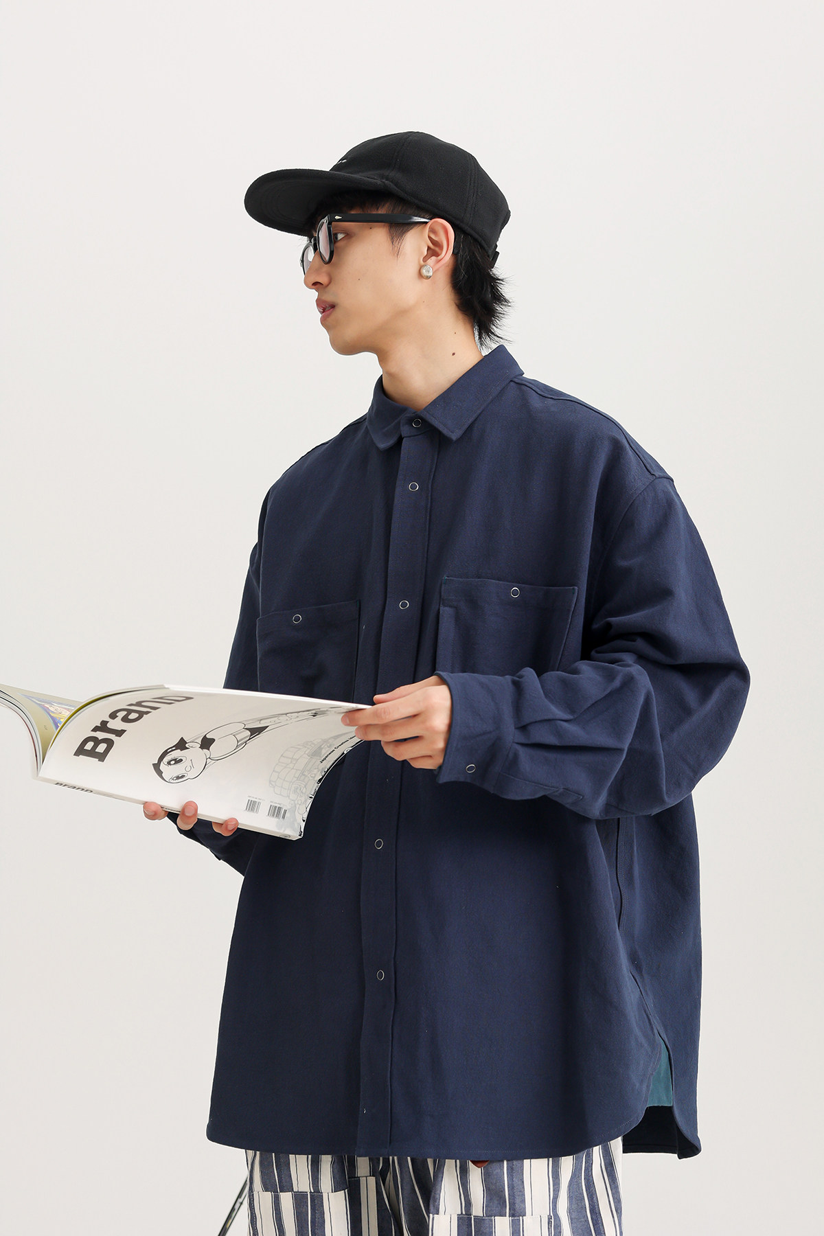 DAIKON 21ss Wide Shirt日系多口袋廓形长袖衬衫纯色休闲宽松衬衣