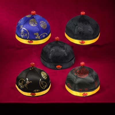 瓜皮帽白事老人冲喜帽男款包邮