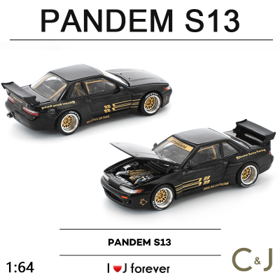 拓意POPRACE 1/64尼桑Pandem S13 S43-03汽车Nissan模型合金摆件