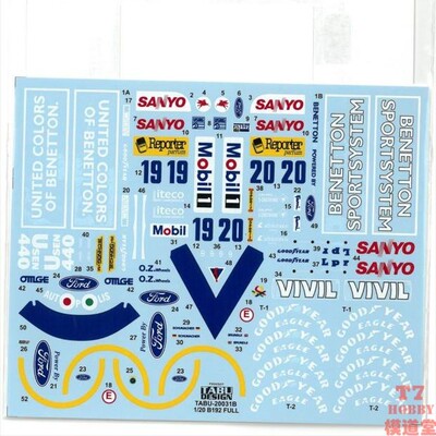 TABU 模型水贴 1/20 B192 1992 赞助商水贴 配田 20031B