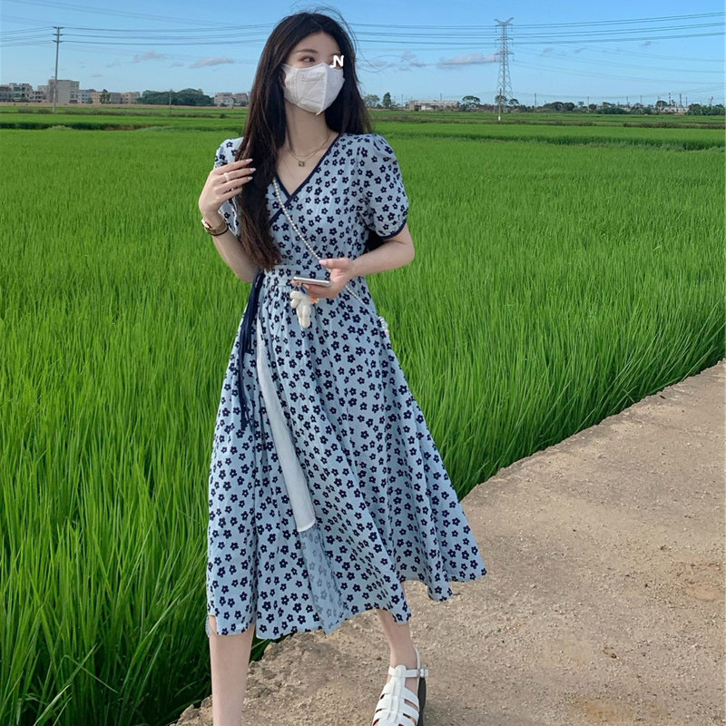 【ZZ限定新款】法式温柔百搭系带腰带初恋甜美连衣裙设计感小众