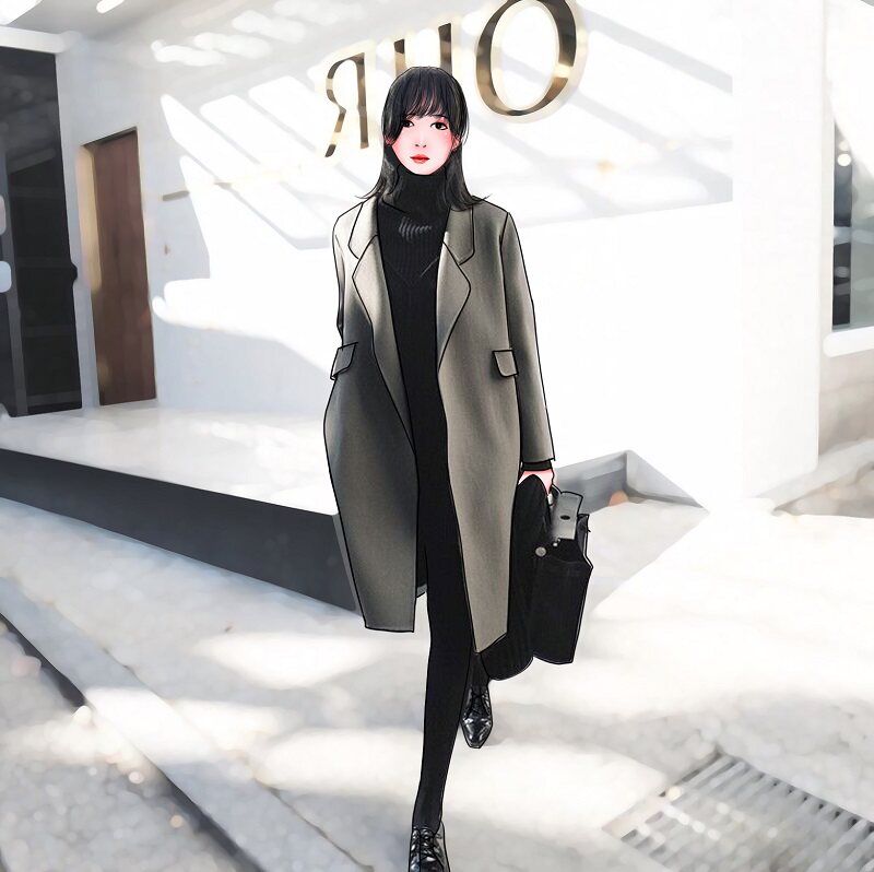 【ZZ限定新款】羊绒呢子大衣赫本风中长款毛呢外套女冬加厚百搭