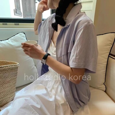 SALE 原249韩国代购 overtake 夏季新款白搭短袖衬衫上衣