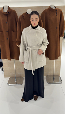 2025冬季加厚立领双面羊毛大衣女宽松单排扣显瘦羊毛呢子外套女短