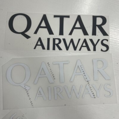 巴萨2013-14年胸前广告 Qatar 热转印烫画LOGO定制黑色白色烫画
