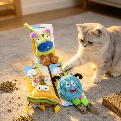 猫狗玩具毛绒怪兽猫咪玩具逗猫棒毛绒自嗨解闷消耗体力宠物玩具