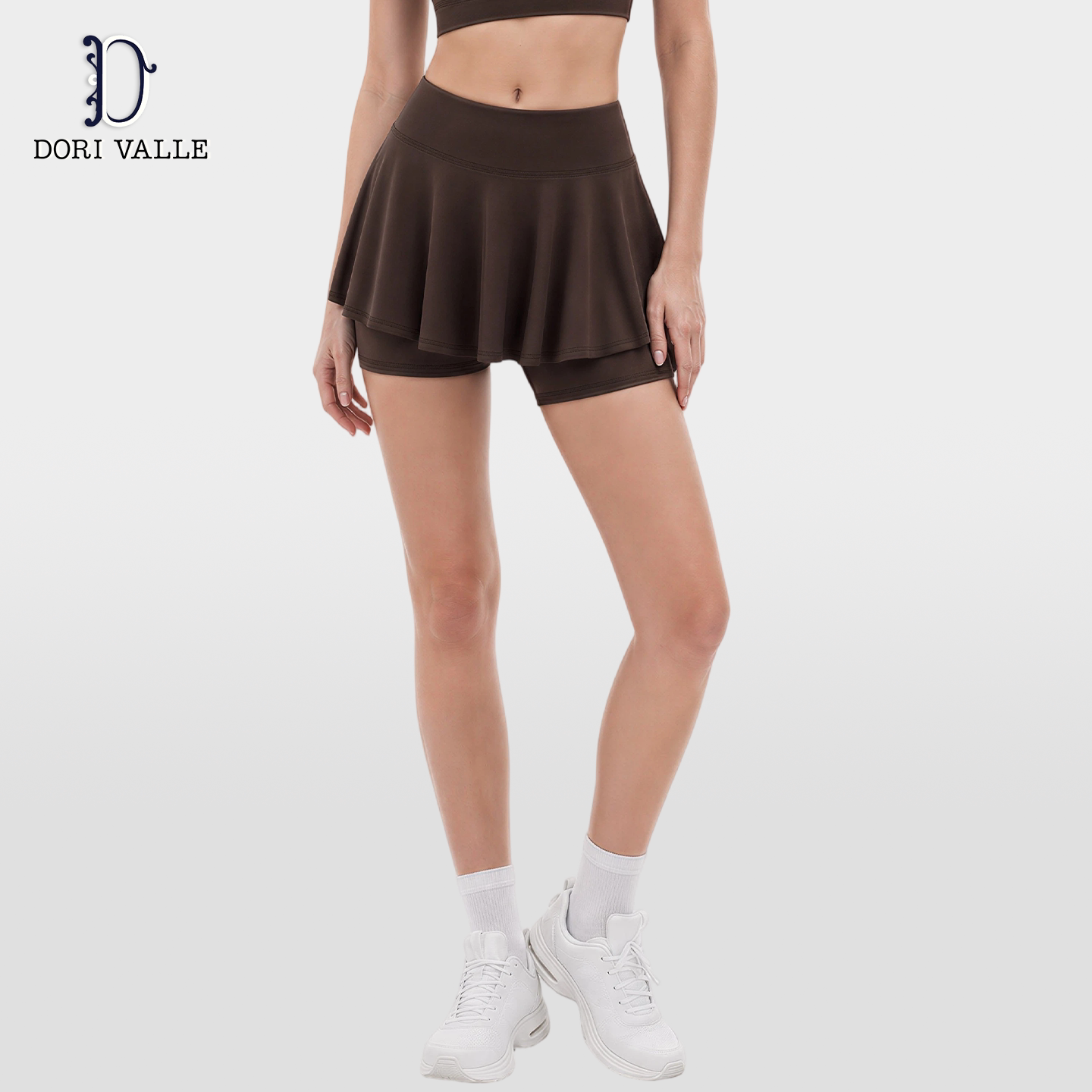 Dori Valle 新款夏季咖色美拉德系运动健身瑜伽网球场穿搭裙裤女