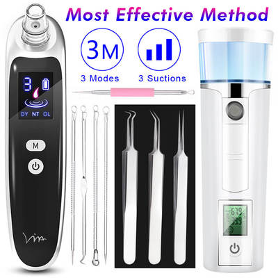 Blackhead Remover Face Vacuum Suction Pore Acne Needle Tweez