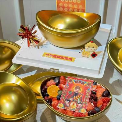 新年春节马口铁金元宝巧克力蛋糕包装盒烘焙小西点甜品打包盒子